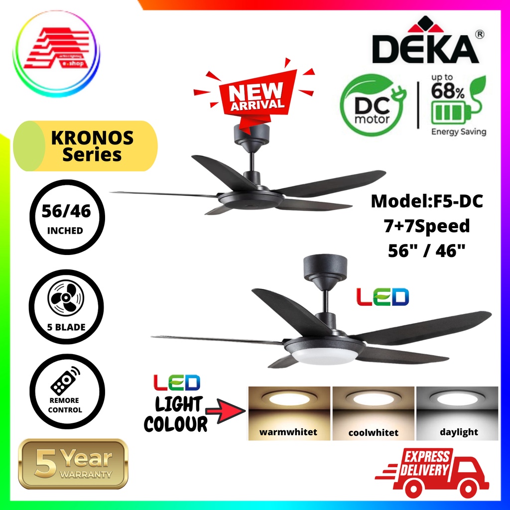 NEW-DEKA KRONOS F5DC F5DCL 56" 46" 5 Blades DC Motor 7 Speed Forward ...