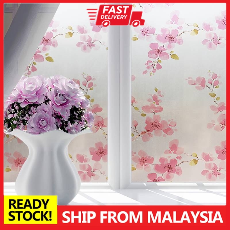 Red Flower Frosted Privacy Glass Window Tinted Grass Flower Window Film ...