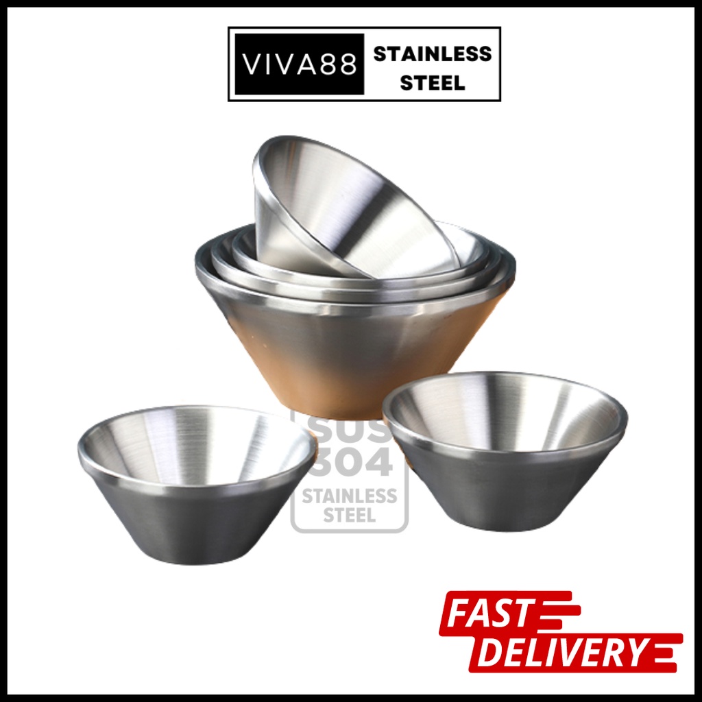 Stainless Steel SUS304 V Shape Double Layer Bowl 16cm,18cm & 20cm 不锈钢 ...