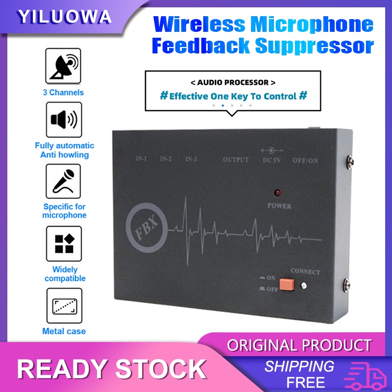 3 Channels Wireless Microphone Feedback Suppressor Small Microphone ...