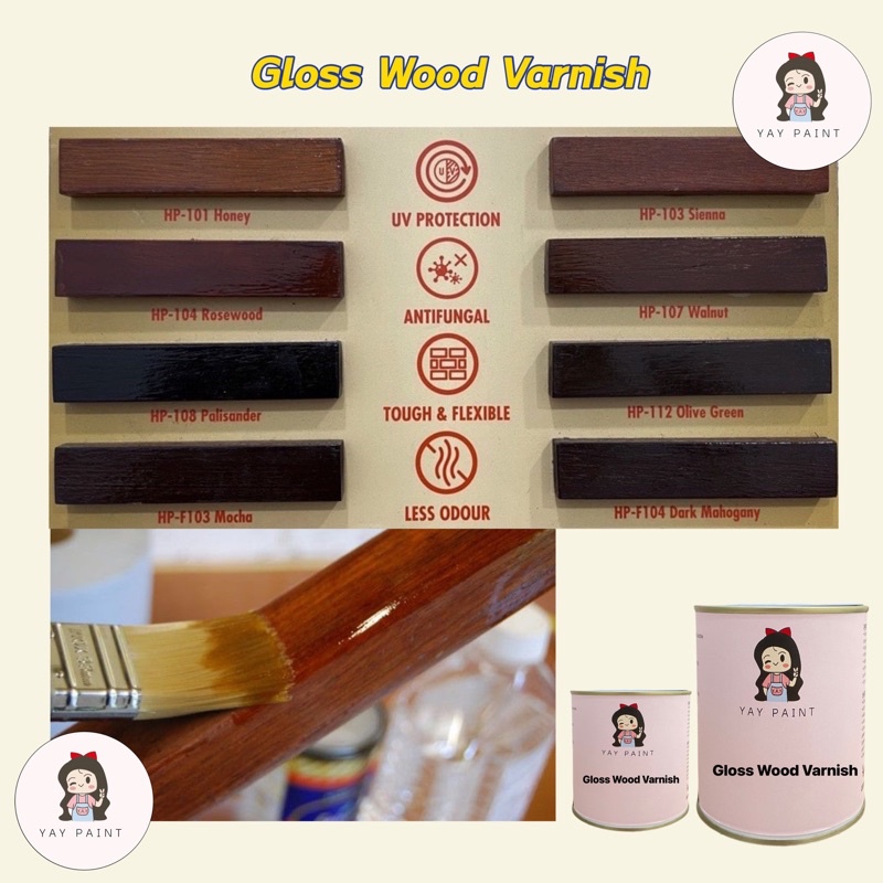 1L&5L YAY WOOD VARNISH GLOSS PAINT, SYELEK KAYU | Shopee Malaysia
