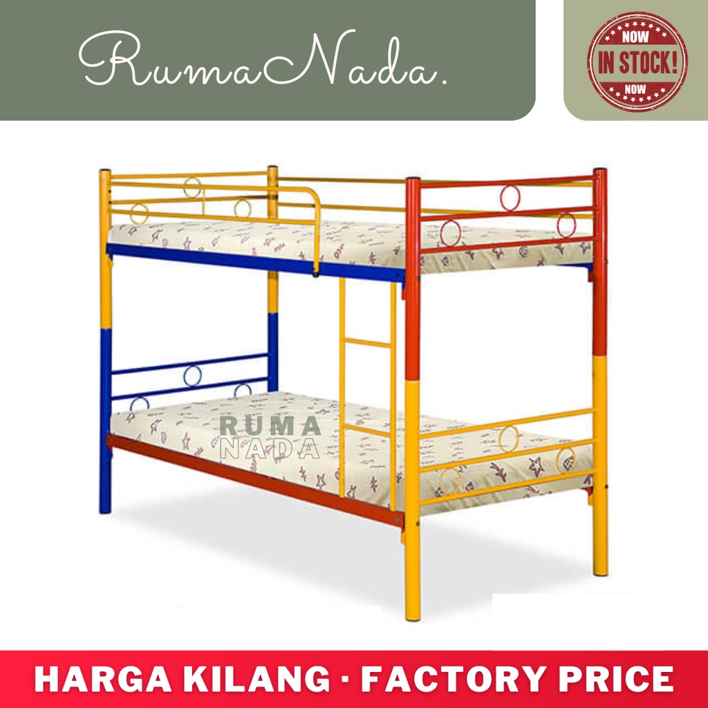Metal Double Decker Bed / Double Decker Frame / Katil Besi Dua Tingkat ...