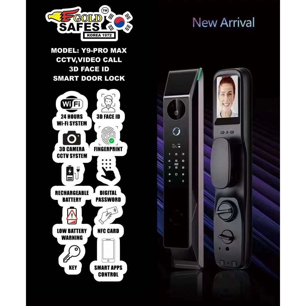 3D FACE ID RECOGNITION SMART LOCK( (Y9-PRO MAX) | Shopee Malaysia