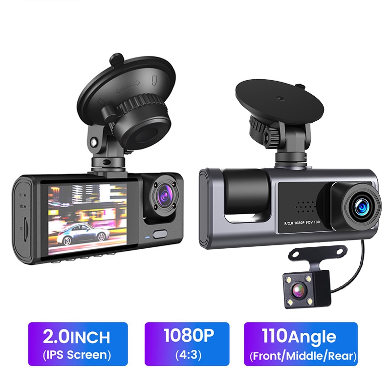 3 Lens Car dash cam Recorder 1080P DVR Dash Camera Front & Inside ...