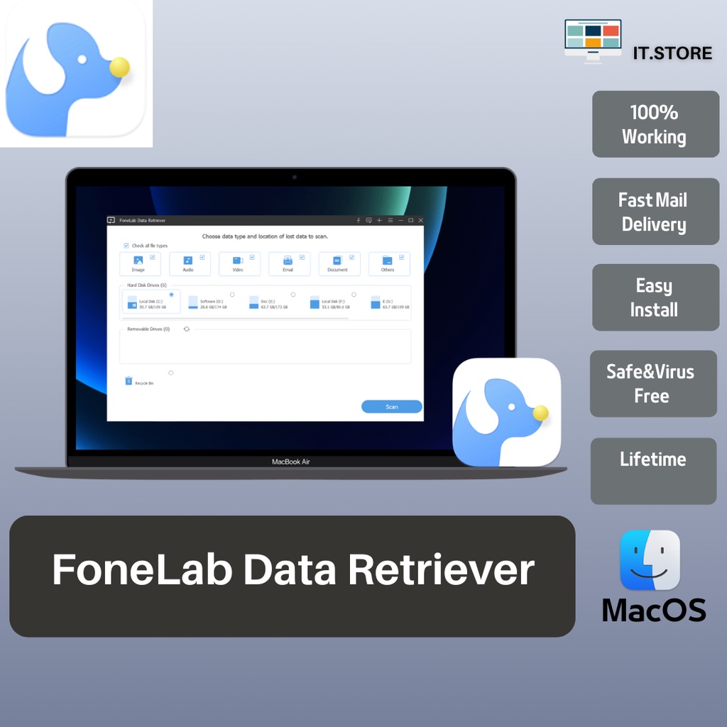 FoneLab Data Retriever Lifetime for Intel and M1 Chip Apple Silicone ...