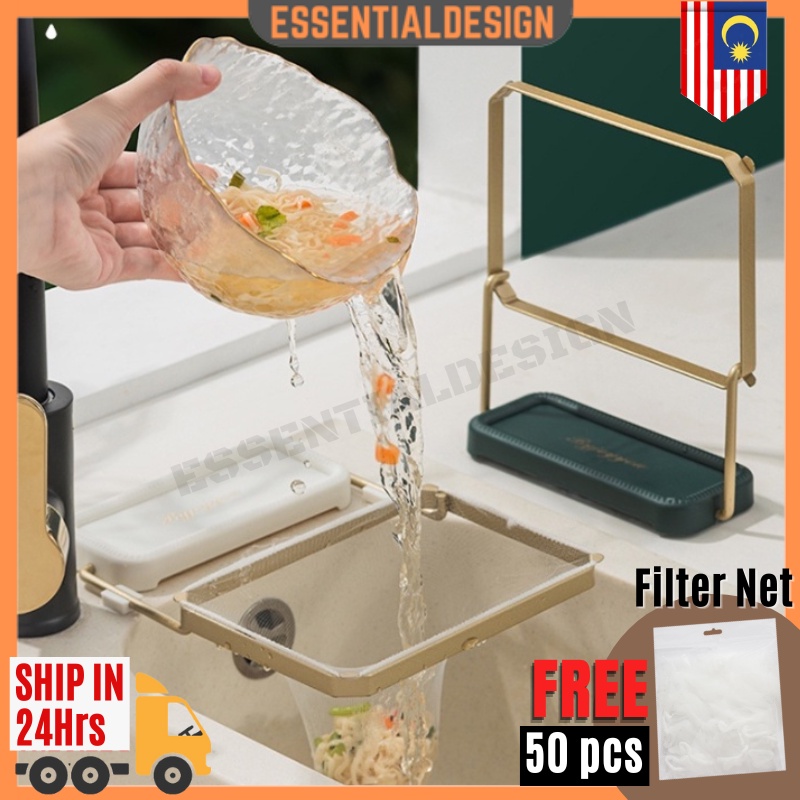 Kitchen Sink Drainage Rack Holder Food Waste Filter Net Basket Foldable ...
