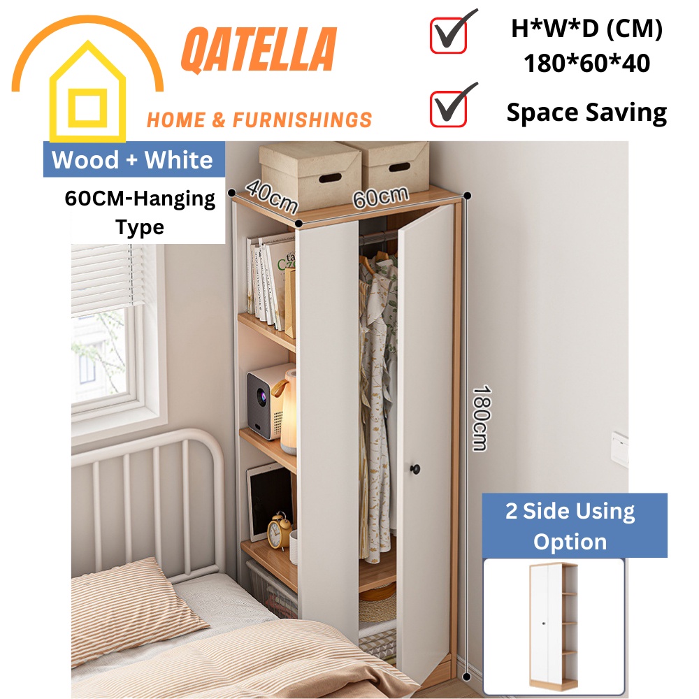 Qatella Almari Pakaian Storage Cabinet Modern Scandinavian Minimal ...