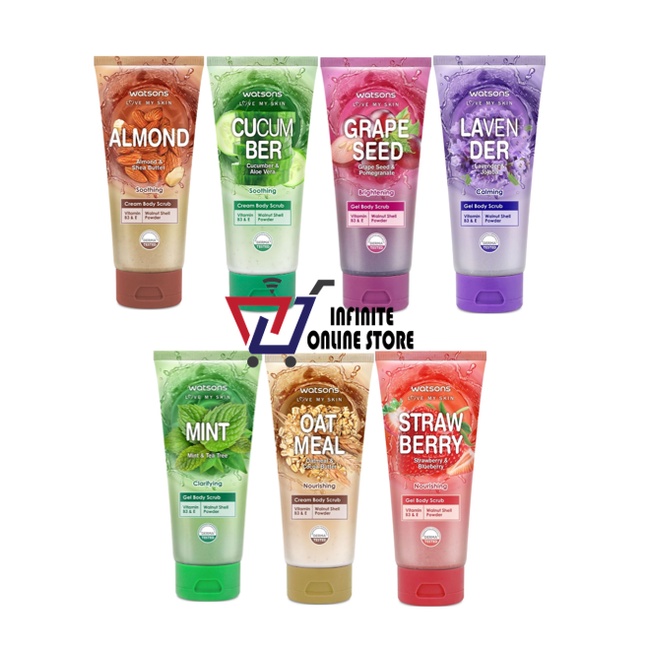 WATSONS Gel / Cream Body Scrub (200g) (Lavender / Grape / Strawberry ...