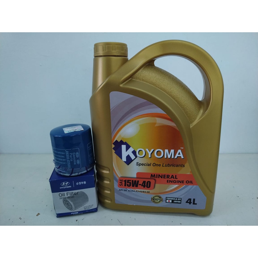 KIA / HYUNDAI OIL FILTER 26300-2Y500 BLUE + KOYOMA 15W40 MINERAL ENGINE ...