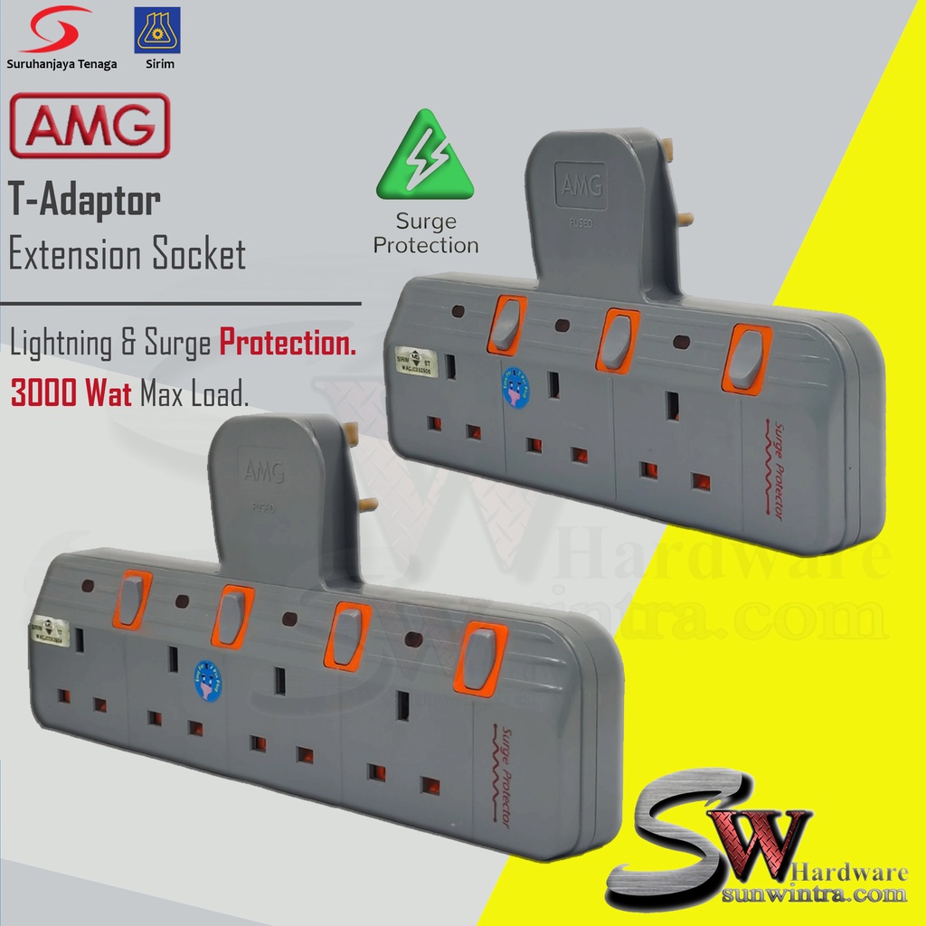 AMG Grey Color High Quality T-Adaptor 13AMP Heavy Duty T Adaptor ...