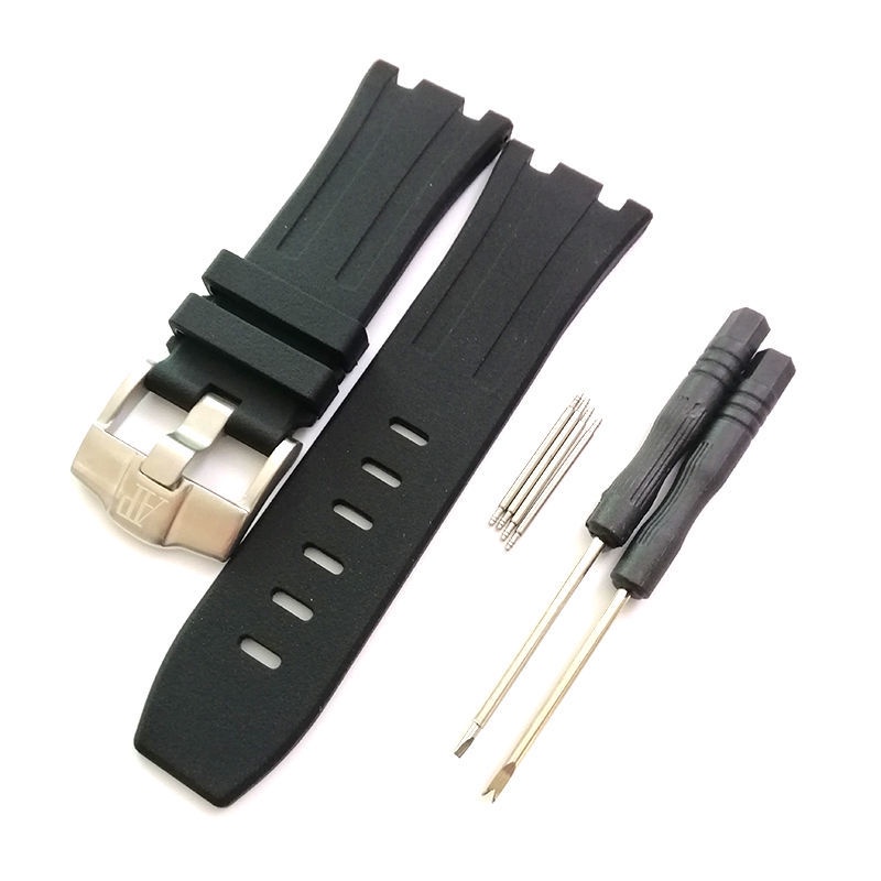 28mm Natural Rubber Silicone Bracelet Men Watch Strap for AP Watch ...