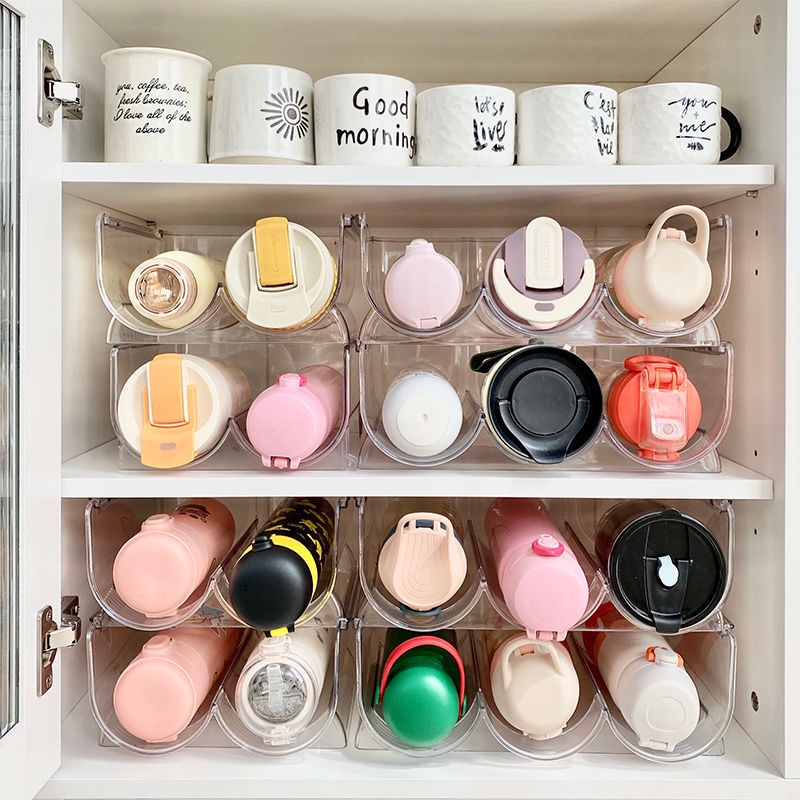 Acrylic Water Bottle Storage Rack Stackable Rack Transparent Table top ...