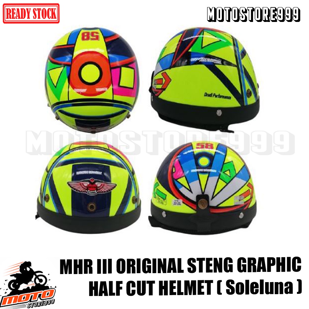 MHR III ORIGINAL STENG GRAPHIC HALF CUT HELMET SOLELUNA READY STOCK ...