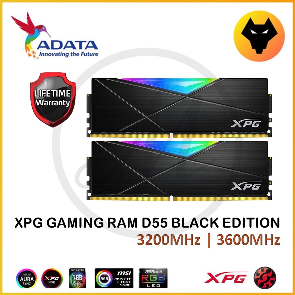 ADATA XPG RAM SPECTRIX D55 BLACK EDITION 8GB 16GB 3200MHZ 3600MHZ ...