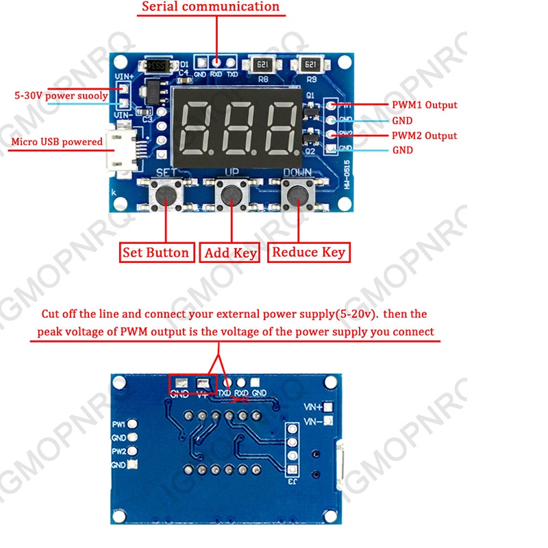 Micro USB DC 2CH Adjustable PWM Signal Generator Duty Cycle Pulse ...