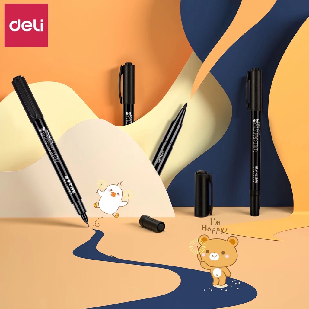 Draw Pen Deli Double side Pen Smooth Writing Ready Stock | Shopee Malaysia