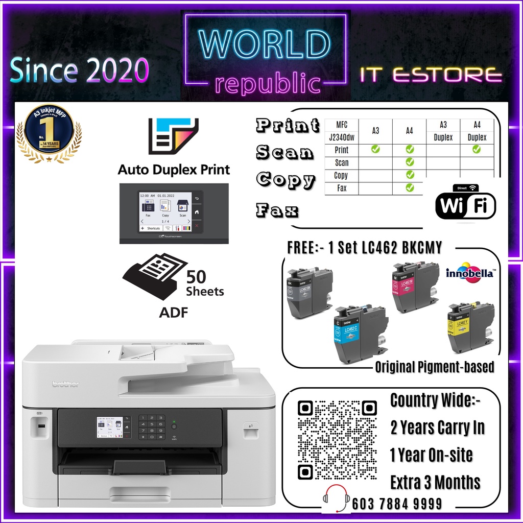 Brother Printer Wireless MFC-J2340DW Inkjet Printer - Up to A3 Print ...