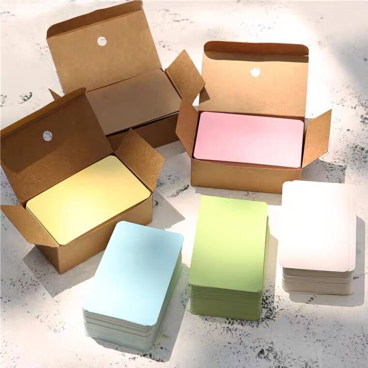 100Pcs/Box Multi-Color Blank Word Cards Kraft Paper Card Message Card ...