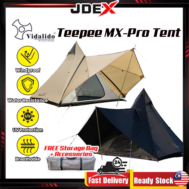 JDEX VIDALIDO Teepee MX Pro Indian Style Pyramid Tent Waterproof Double ...