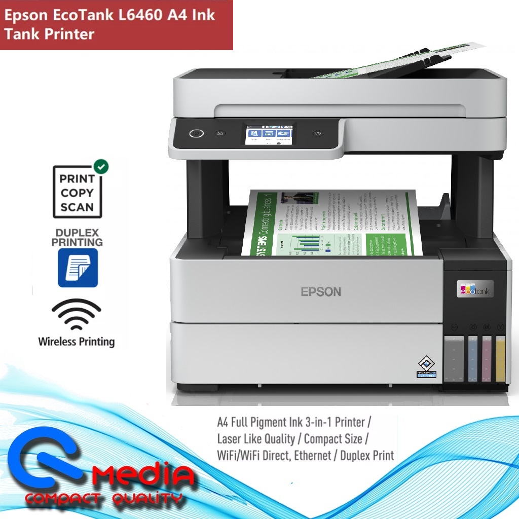 Epson Eco Ink Tank L6460 A4 3-in-1 Wifi Pigment Colour Photo Printer ...