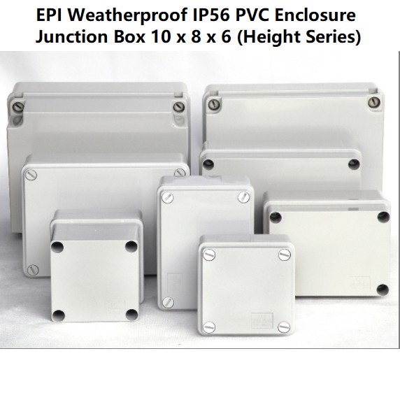 EPI Weatherproof IP56 PVC Enclosure Junction Box 10 x 8 x 6 (Height ...