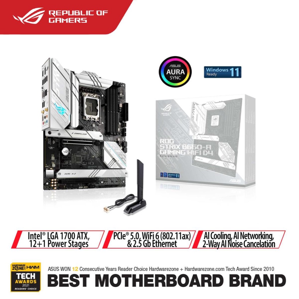 ASUS ROG Strix B660-A Gaming WiFi D4 Intel LGA 1700 ATX Gaming Motherboard B660-A Gaming WiFi D4 ...