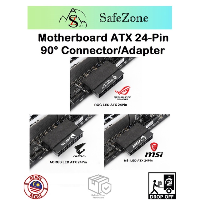 ATX 24 Pin 90 Degrees Connector with LED light Use on Computer 24pin 90 ...
