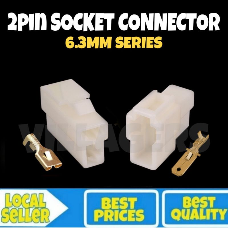 2 PIN 6.3mm Terminal Socket Connector Universal Connector For Headlamp ...