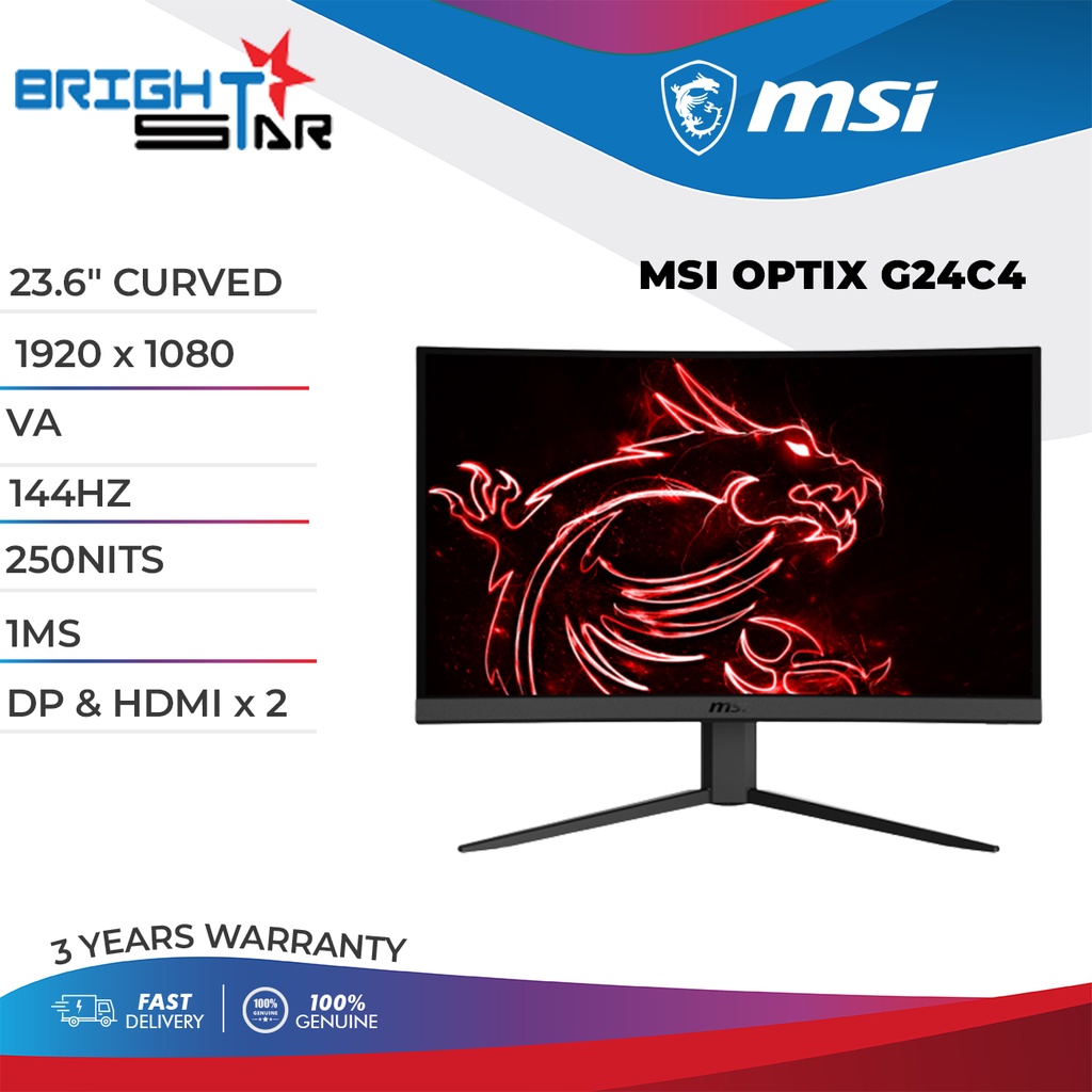 MSI 24" MSI OPTIX G24C4 GAMING MONITOR/ 23.6" / 1500R CURVED VA ...