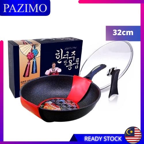 Korea high Quality 32CM Non Stick Deep Frying Wok Pan with Pot Cover ...