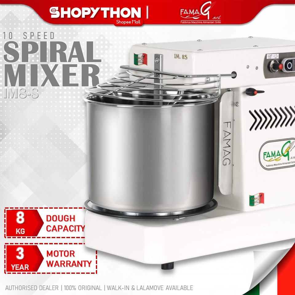 FAMAG 10-Speed Spiral Mixer IM8-S - Arctic White (11L/370w) 8kg Dough ...