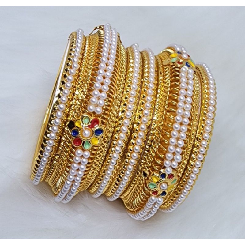 SEMI GOLD PEARL BANGLE SET DESIGN | Shopee Malaysia