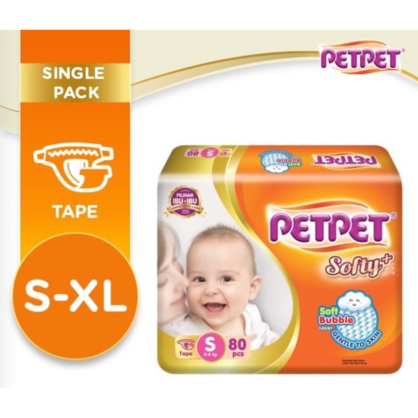 NEW!! PETPET Tape Diaper Gold+ Mega Pack - S80/ M70/ L56/ XL44 (1 Pack ...