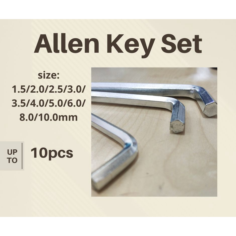 10 Pcs Combination Hex Allen Key Wrench set 1.5 mm to 10mm | Shopee ...