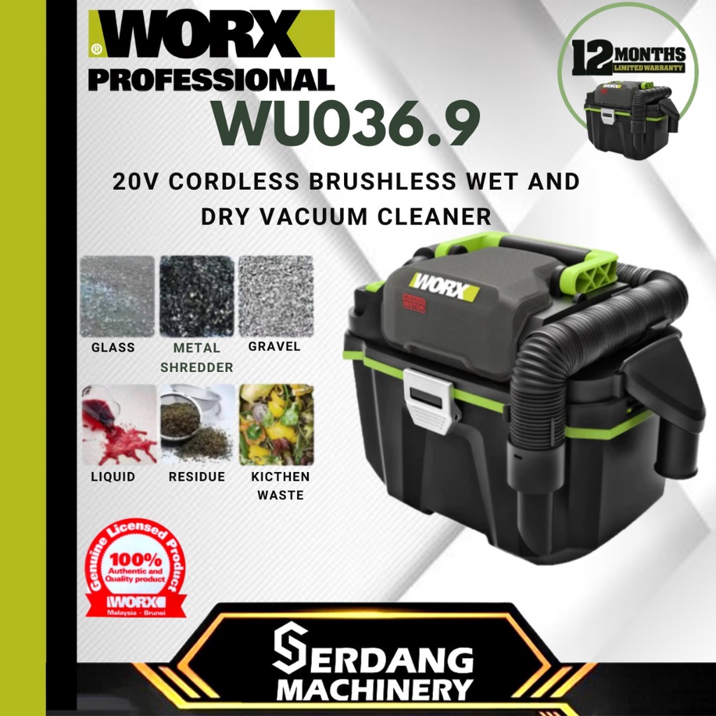 WORX WU036.9 20V Brushless Multi-Functional Wet & Dry Vacuum Cleaner ...