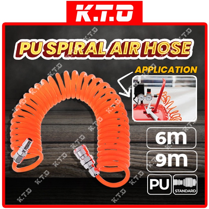 PU SPRING RECOIL AIR PRESSURE HOSE FLEXIBLE SPIRAL TUBE PIPE AIR ...