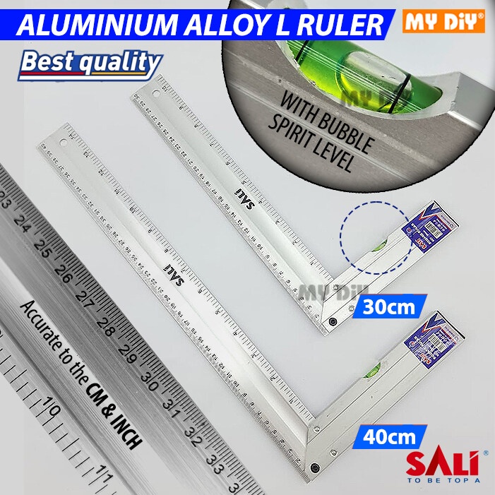 MYDIYHOMEDEPOT - SALI ALUMINIUM ALLOY TRY SQUARE RULER WITH BUBBLE ...