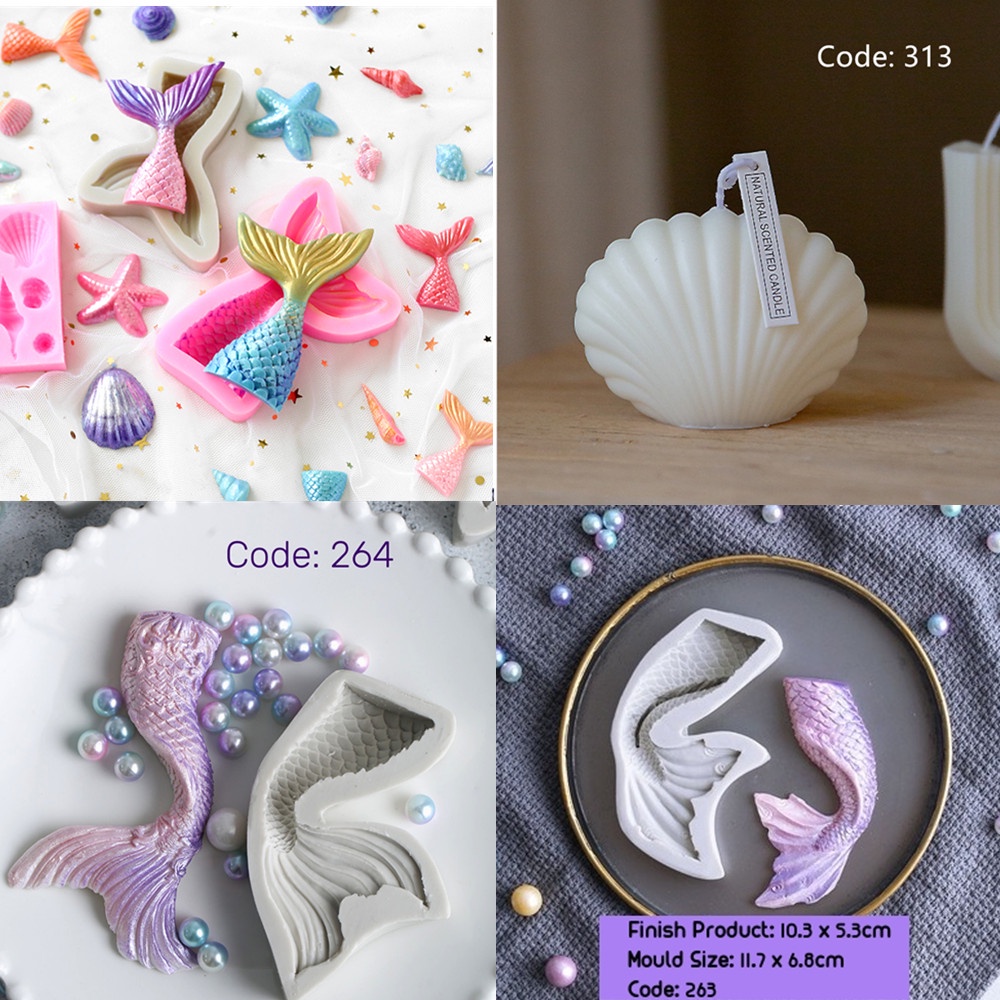 Seashell/ Fish Tail Silicone Mould/ Starfish/ Sea Conch/ DIY Aroma ...