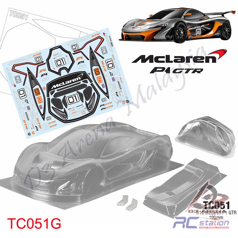 Team C Body Shell 1/10 Clear Body TC051 Mclaren P1 GTR (Width 190mm ...