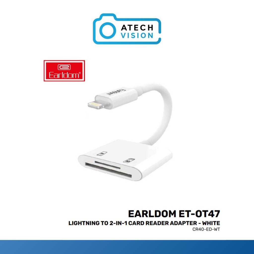 EARLDOM ET-OT47 LIGHTNING TO 2 IN 1 CARD READER ADAPTER - WHITE ...