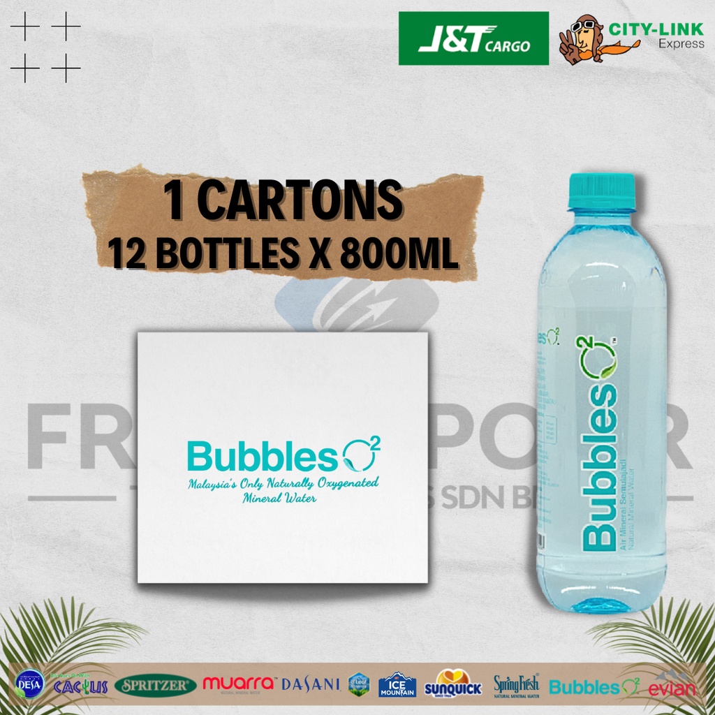 Bubbles O2 Natural Oxygenated Mineral Water 1 carton (12x800ml) with ...