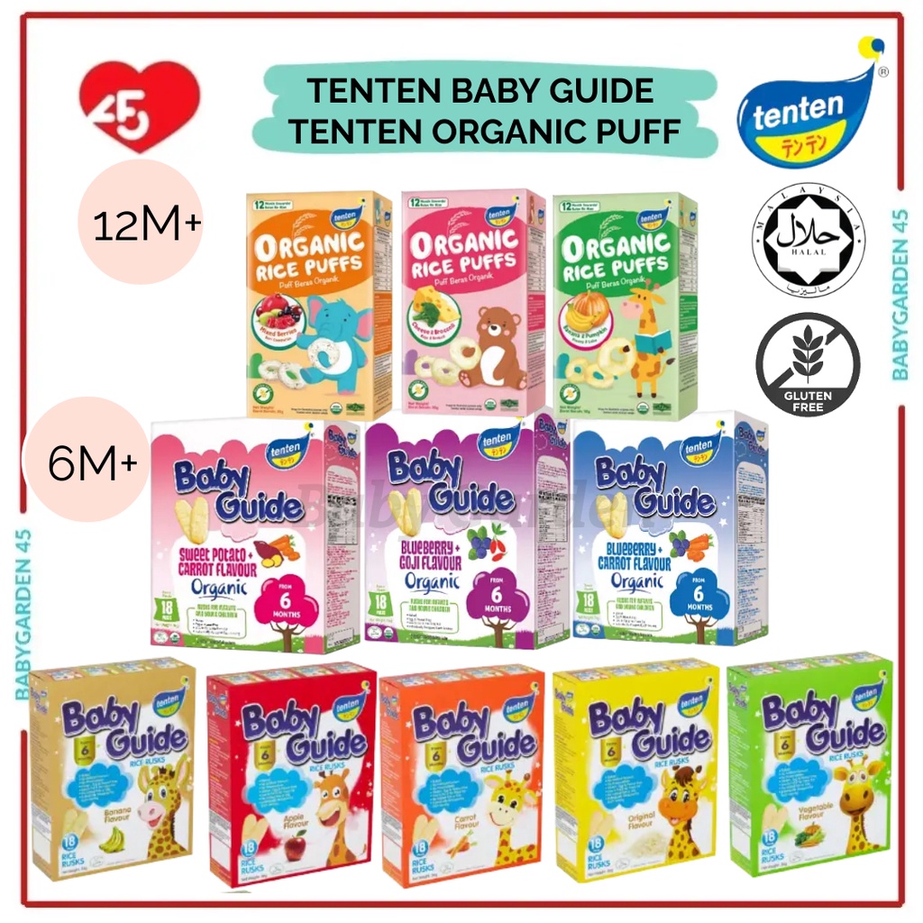 TenTen / Ten2 Baby Guide Baby Rice Rusk 6m+ Organic Baby Rice Puff ...