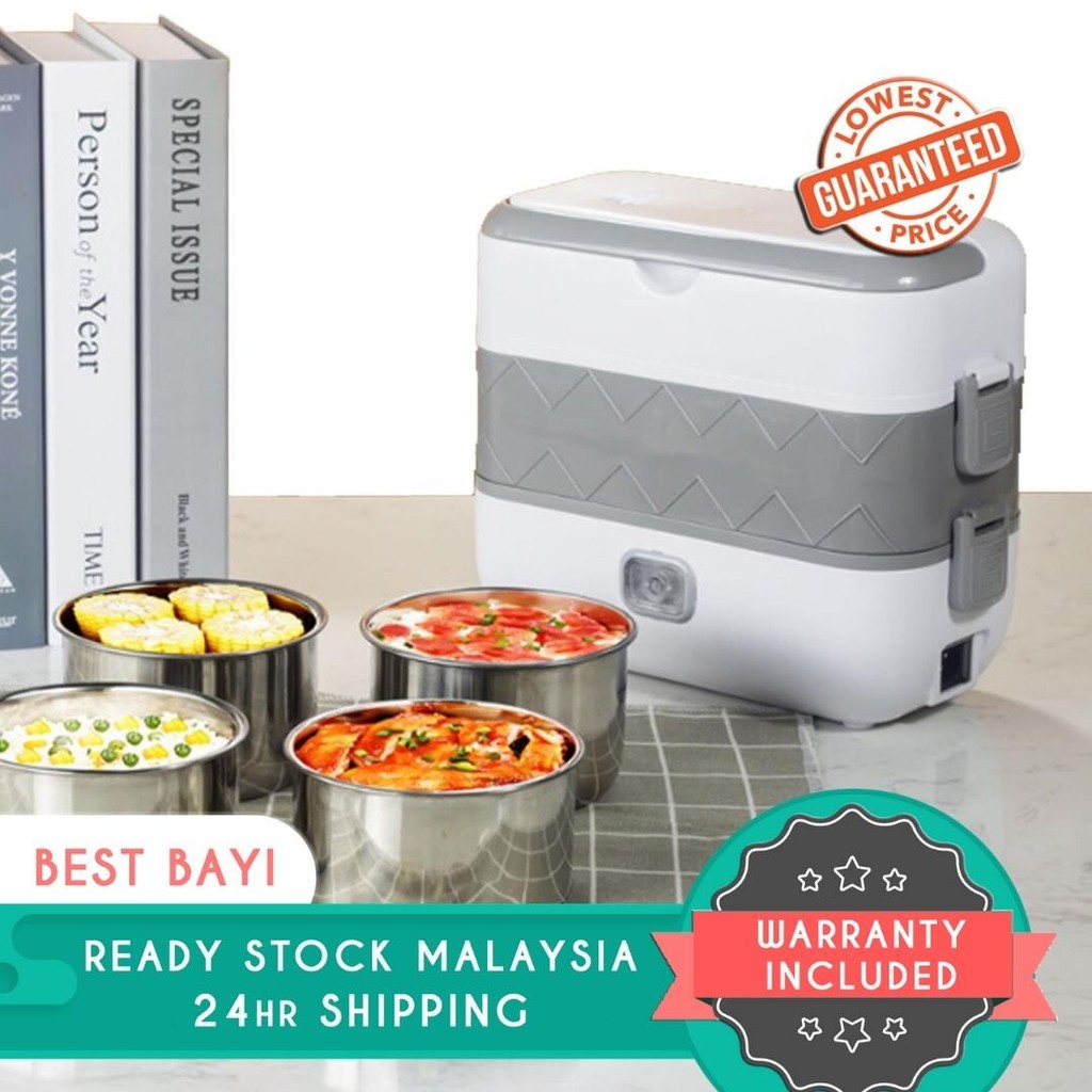 Malaysia Plug Portable Electric Lunch Box Heating Double Layer Stainless Steel Multifunction ...