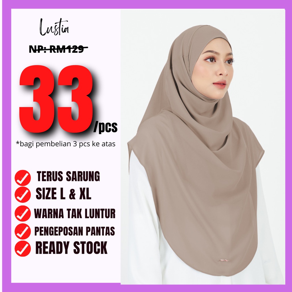 LUSTIA TUDUNG SARUNG INSTANT SHAWL PLAIN MUSLIMAH ready stock heavy ...