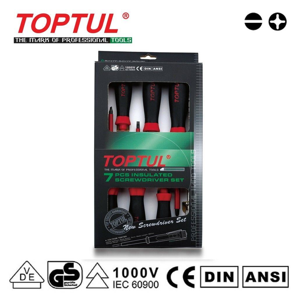 TOPTUL 7pcs VDE Insulated Screwdriver Set GAAE0704 | Shopee Malaysia