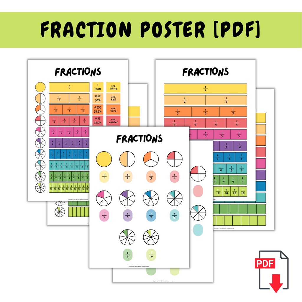 [PDF] Fractions Poster (Poster Matematik, Bijak Matematik, Poster ...