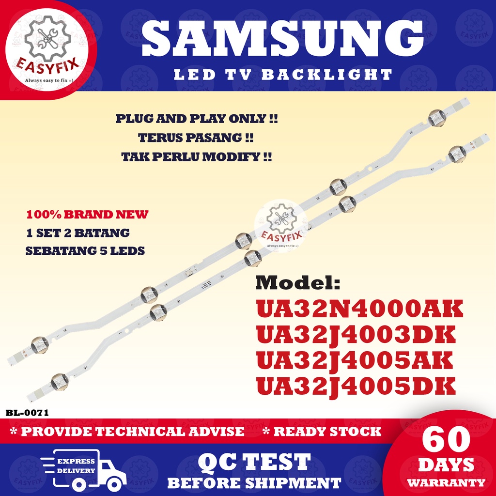 (NEW) UA32J4005AK / UA32J4003DK / UA32J4005DK / UA32N4000AK SAMSUNG 32 INCH LED TV BACKLIGHT ...