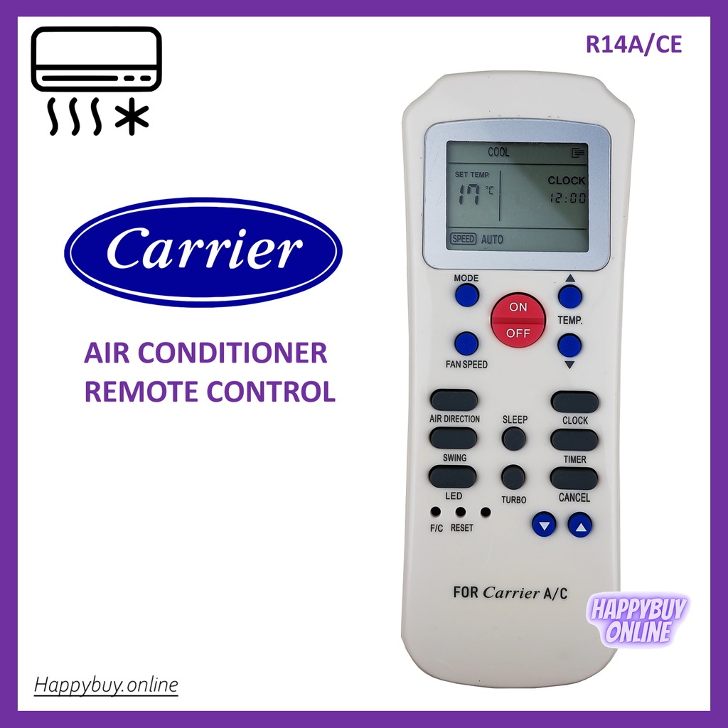 Compatible Carrier Air Conditioner Remote Control R14A/CE Carrier ...