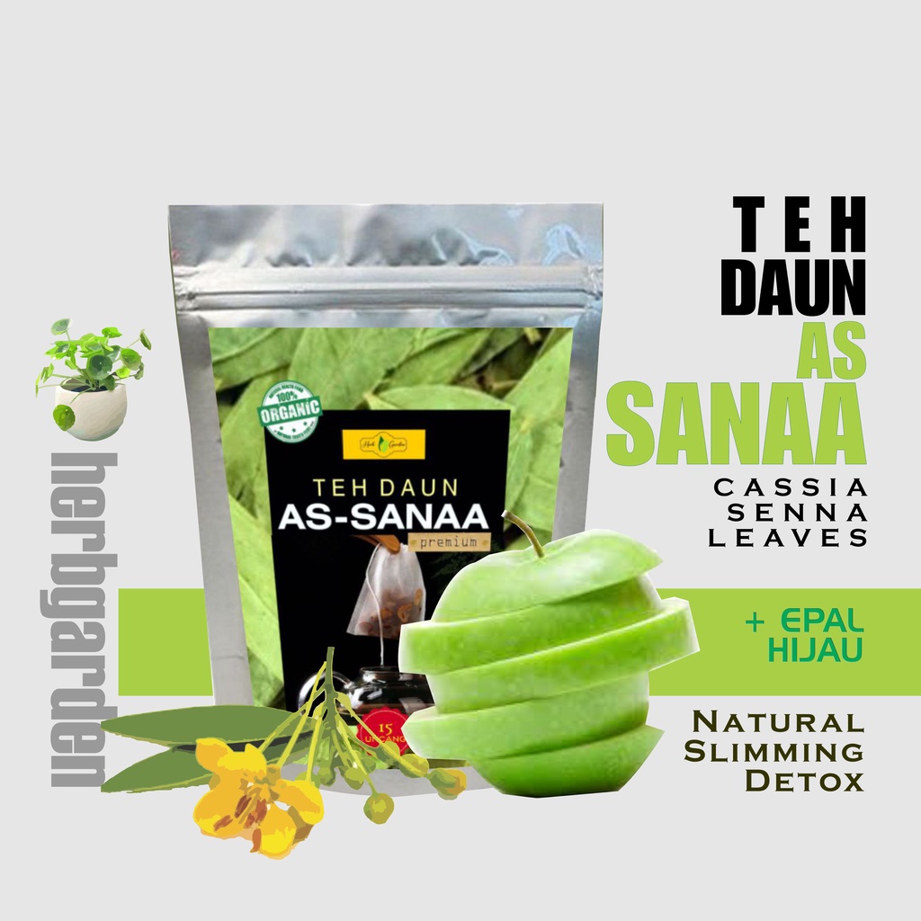HG - TEH DAUN AS SANAA + EPAL HIJAU [CASSIA SENNA + APPLE GREEN TEA ...
