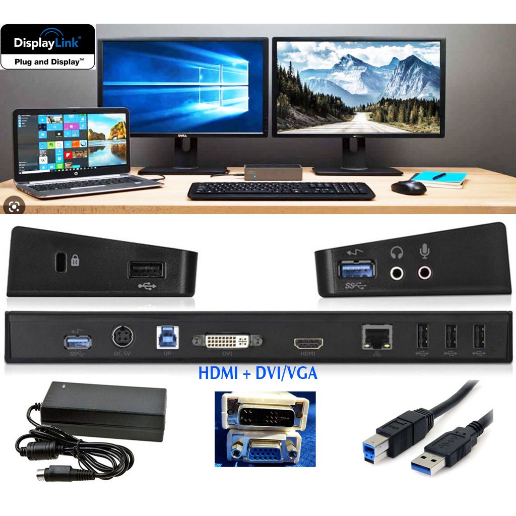 Genuine Dell D3000 DISPLAYLINK Super Speed USB 3.0 Universal Docking ...